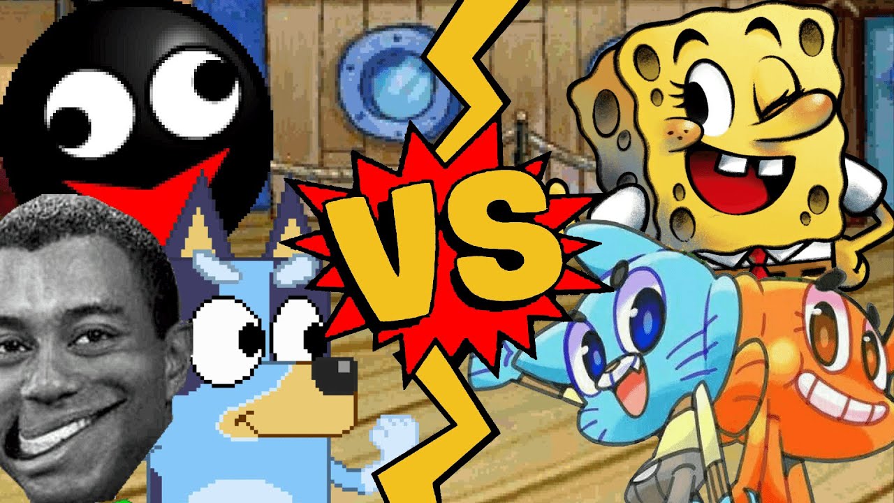 M.U.G.E.N Battles | Bluey/Zeeky H. Bomb/Omega Tiger Woods vs SpongeBob ...