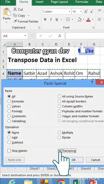 Transpose Data in Excel tips and tricks #exceltips #education #shortvideo - YouTube