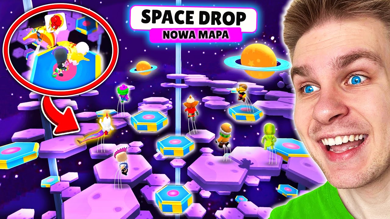 Zagrałem ⚠️ na 4x NOWYCH MAPACH 🏆 *SPACE DROP* (BETA 0.48) ⛔️ + NOWE SKINY 🤑 w Stumble Guys! 😱 ...