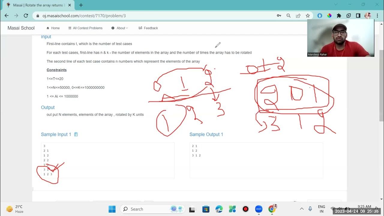 Rotate the array returns back || two pointer || masai school - YouTube