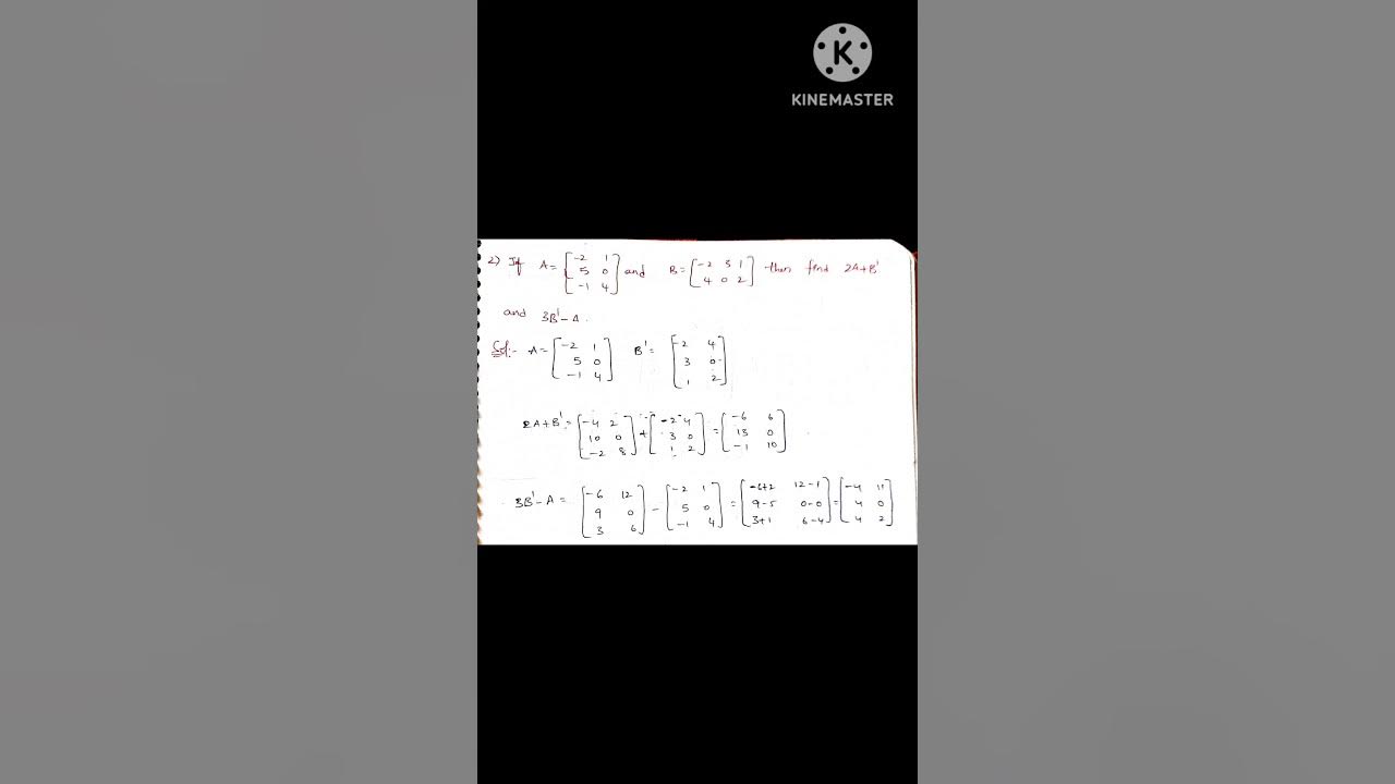 class11, Matrices, ex3(c),1st Roman 2prblm - YouTube