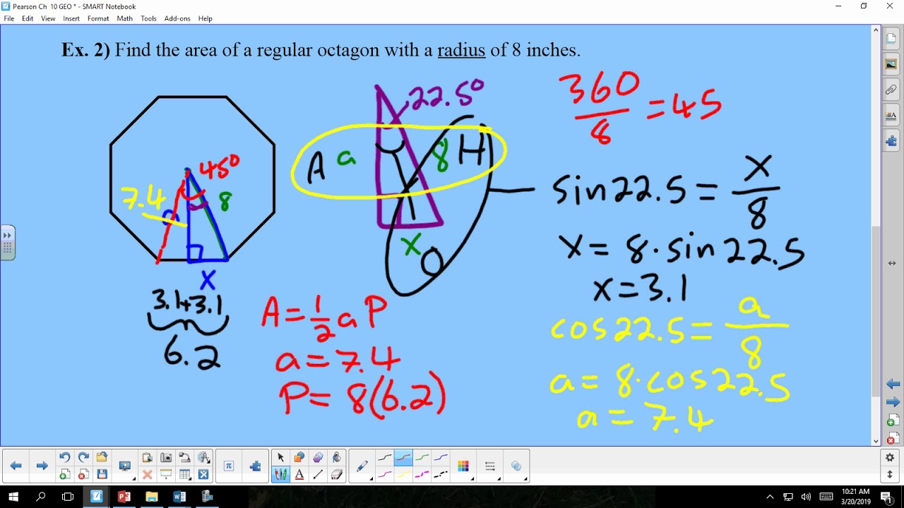 10 5 Area of Regular Polygons Using Trigonometry - YouTube