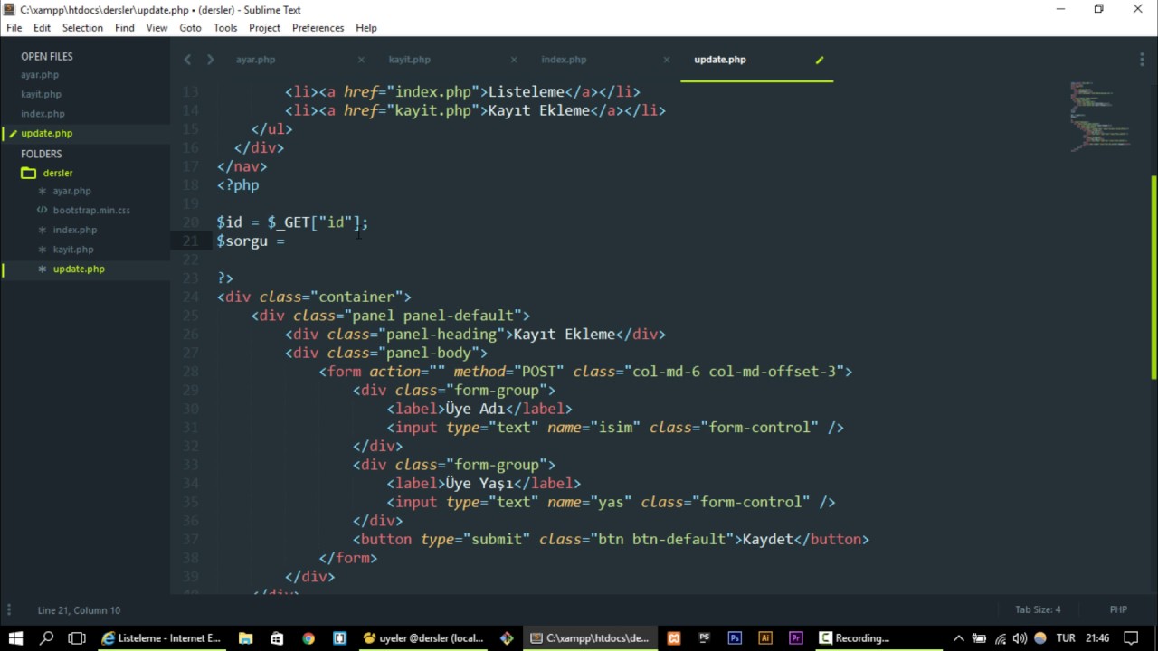 34. Php Dersleri - PDO Veri Güncelleme İşlemleri - YouTube