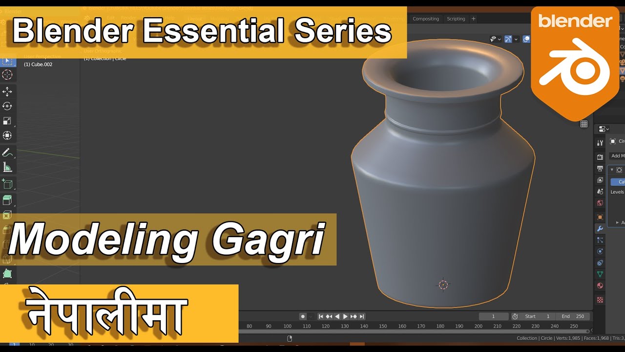 Lets make 3D of Gagri (basic Utensil) in Blender | Blender Essential ...