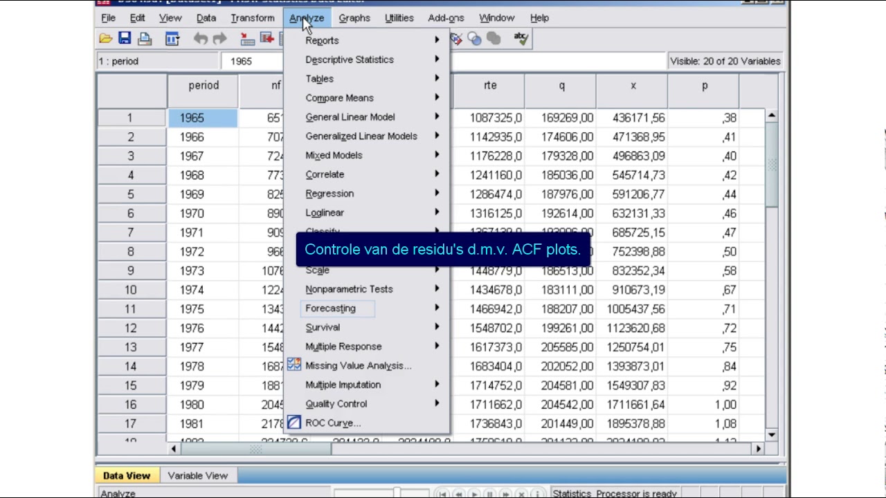 Spss 17 autocorrelatie AR1 model - YouTube