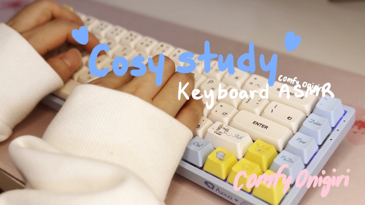 Cozy study with me 🧸 | 10 minutes | Clacky keyboard sounds | Comfy ...