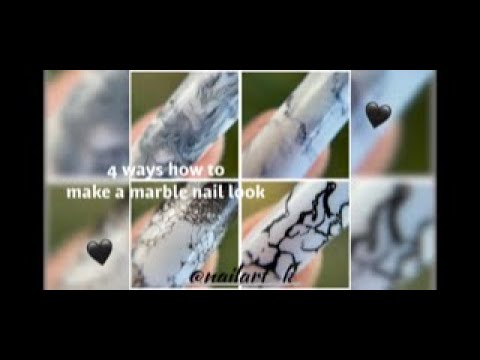 4 ways how to paint your nails with a marble look🖤!!