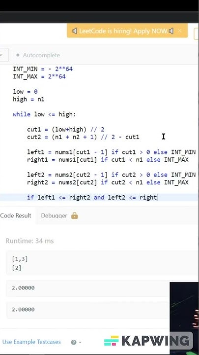 Leetcode #4: Median of Two Sorted Arrays Python #leetcode #python #pythonprogramming #shorts # ...