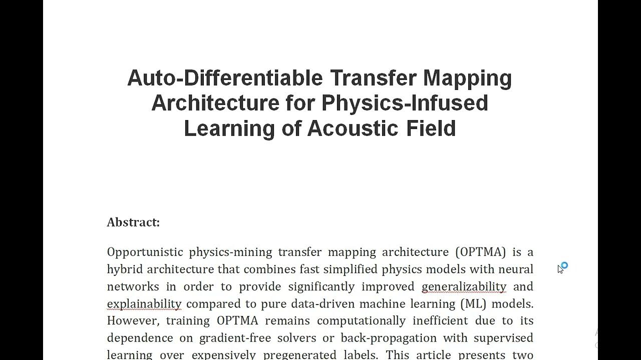 Auto Differentiable Transfer Mapping Architecture for Physics Infused ...