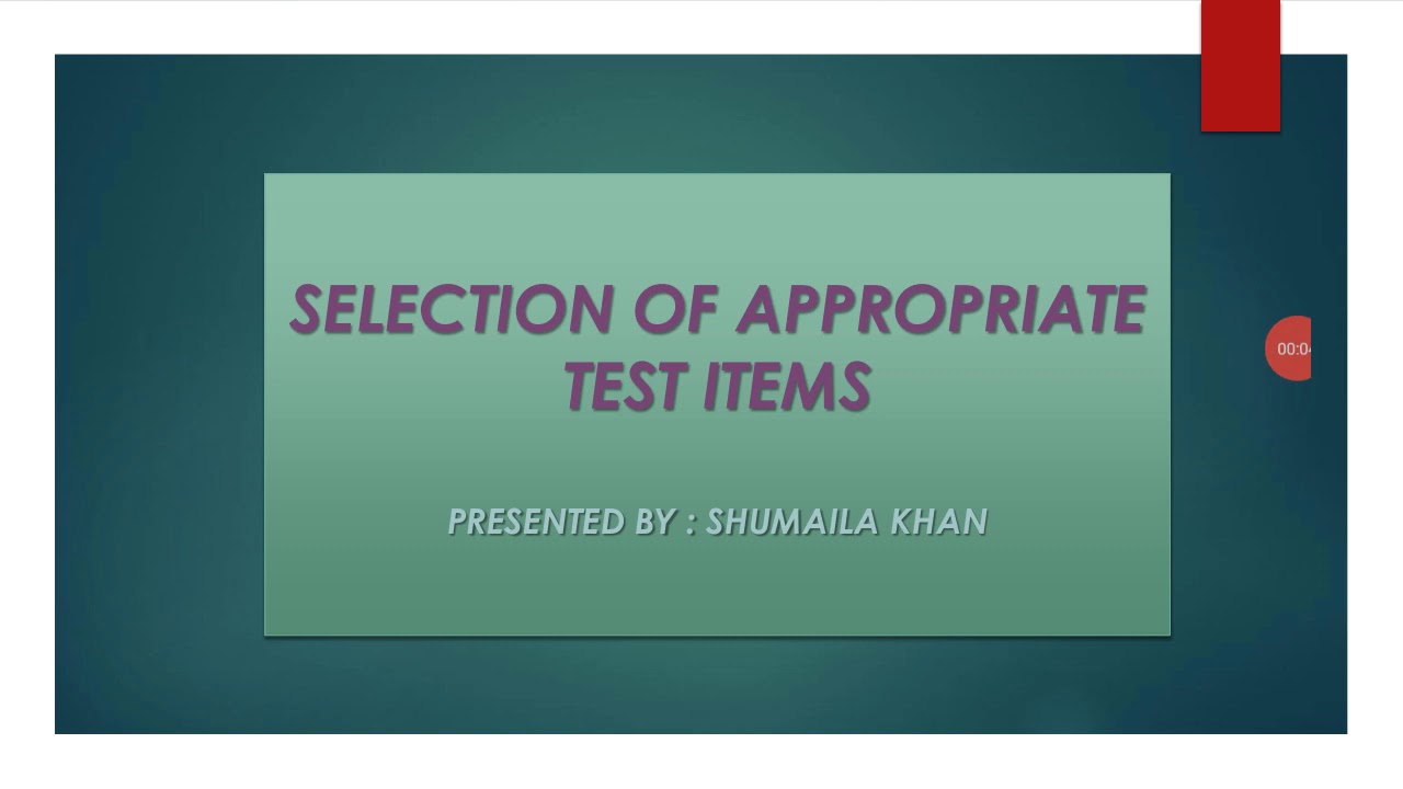Selection Of Appropriate Test Items - YouTube