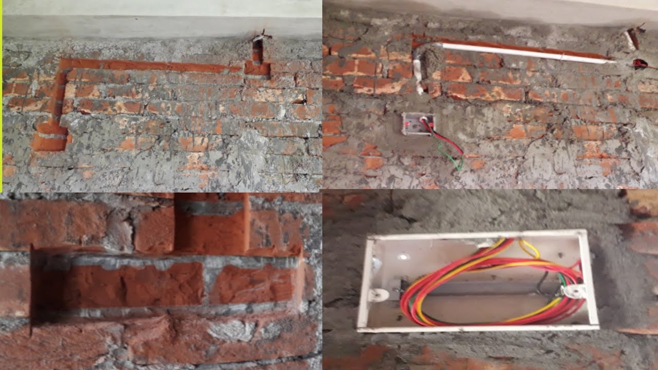 wall cutting electric house wiring wall pipe fitting - YouTube