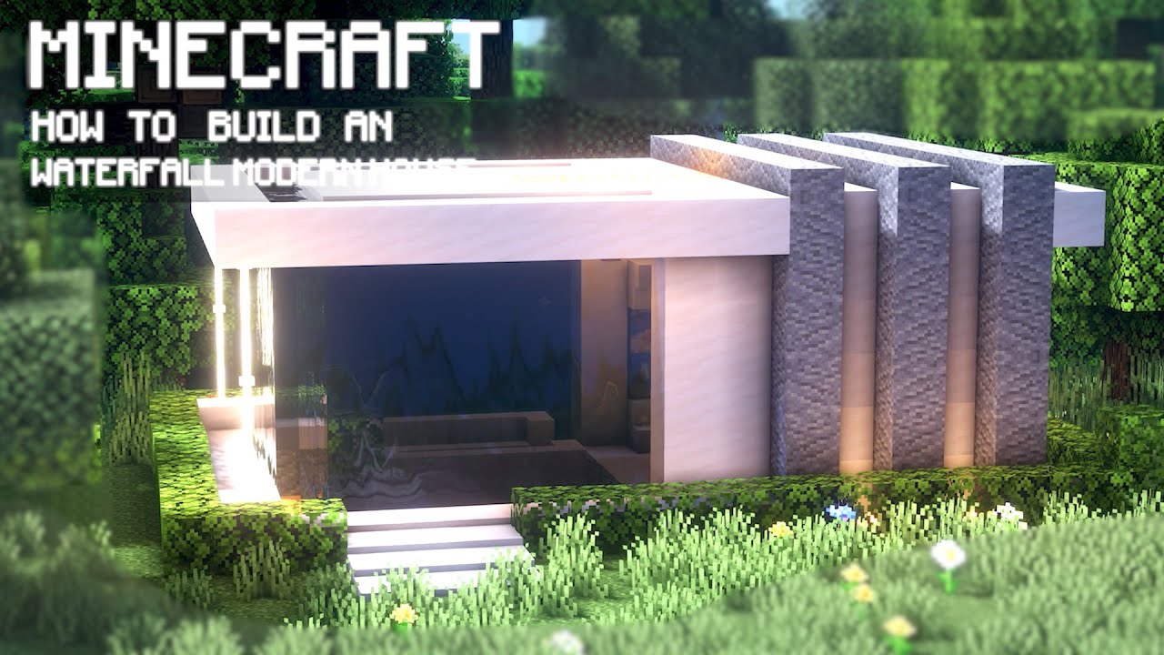 Minecraft: How To Build a Waterfall Modern House - YouTube