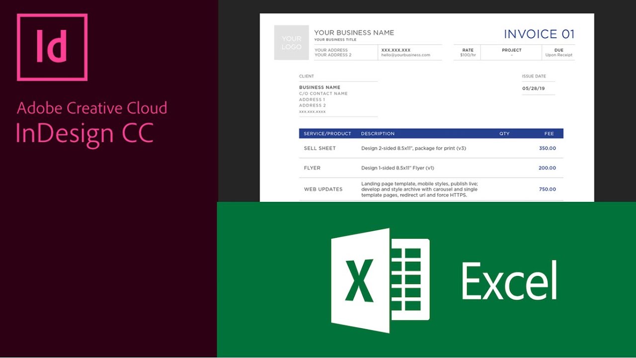 Invoice Auto Numbering InDesign and Microsoft Excel - YouTube