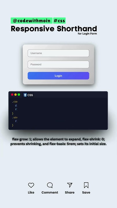 Responsive Login Shorthand #css #coding #navbar - YouTube