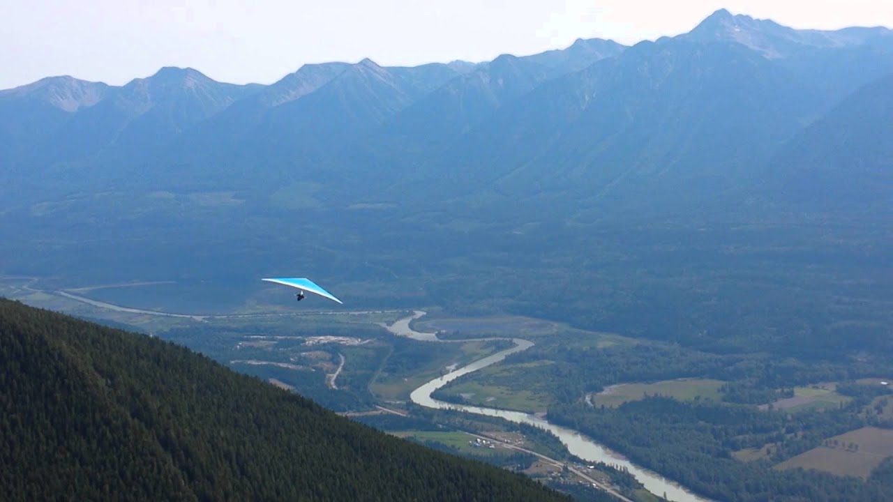 Hanggliding take off from Mt 7 in Golden, BC - YouTube