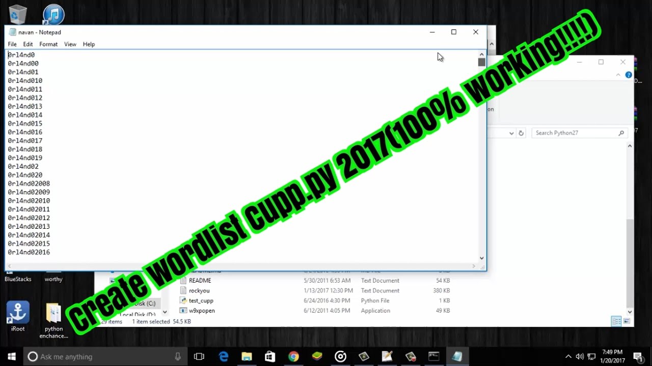 Create wordlist using Cupp.py 2017 (100 % Working !!!!!) - YouTube