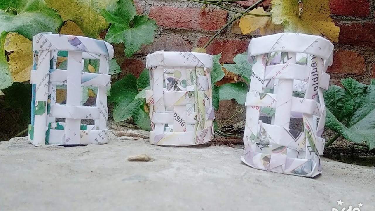 how to make pen stand with paper rolls || CRAFT ROOM || Flowers port ...