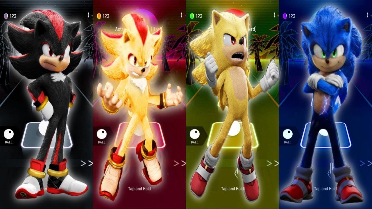 Shadow ⚫️ Super Shadow 🔴 Super Sonic Gold Mode 🟡Sonic 🔵 | Tiles Hop ...