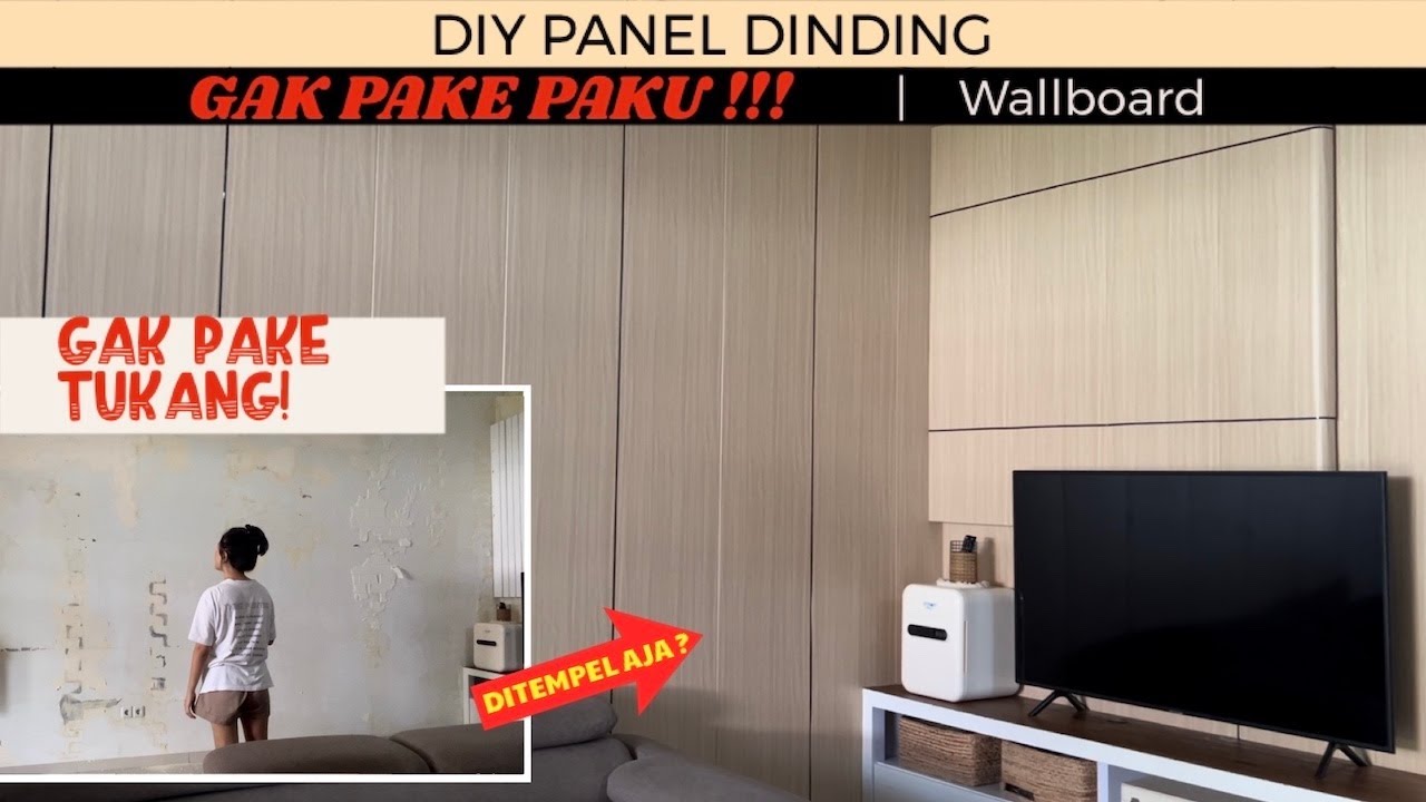 Makeover ruang tamu pasang wall panel sendiri | DIY Home Decor Wall ...