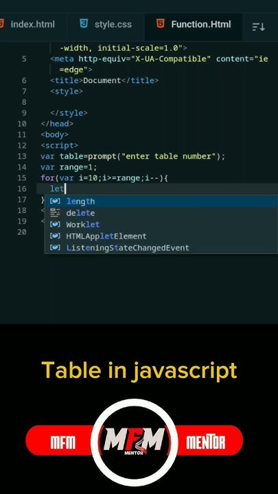 table print in javascript #coding #webdesign #foryou #script #javascript #table#trending#trend# ...