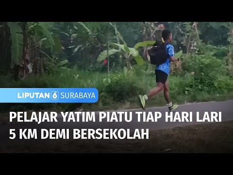 Keren! Pelajar Yatim Piatu Tiap Hari Lari 5 Km Demi Bersekolah | Liputan 6 Surabaya - YouTube