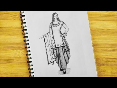 How to Draw a Girl in Traditional Dress ll ll Girl Drawing ll Fashion ...