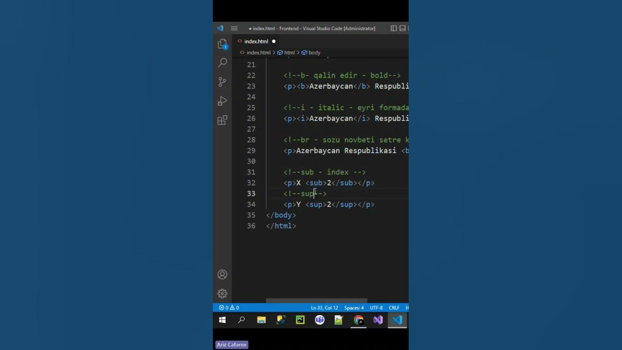 HTML dərsləri - sub və sup teqləri #html #css #javascript #programming #cod #ders #kurs - YouTube