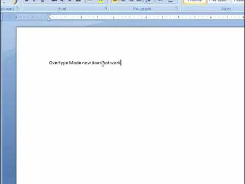 How to allow overtype mode in Microsoft Word 2007 - YouTube