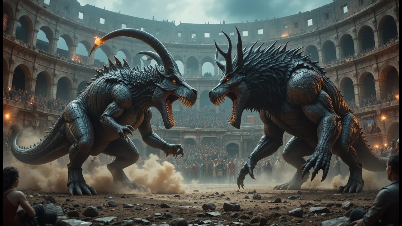 🦖 Horned Dinosaur ⚔️ vs. 🐺 Antlered Wolf – Ultimate Coliseum Battle ...