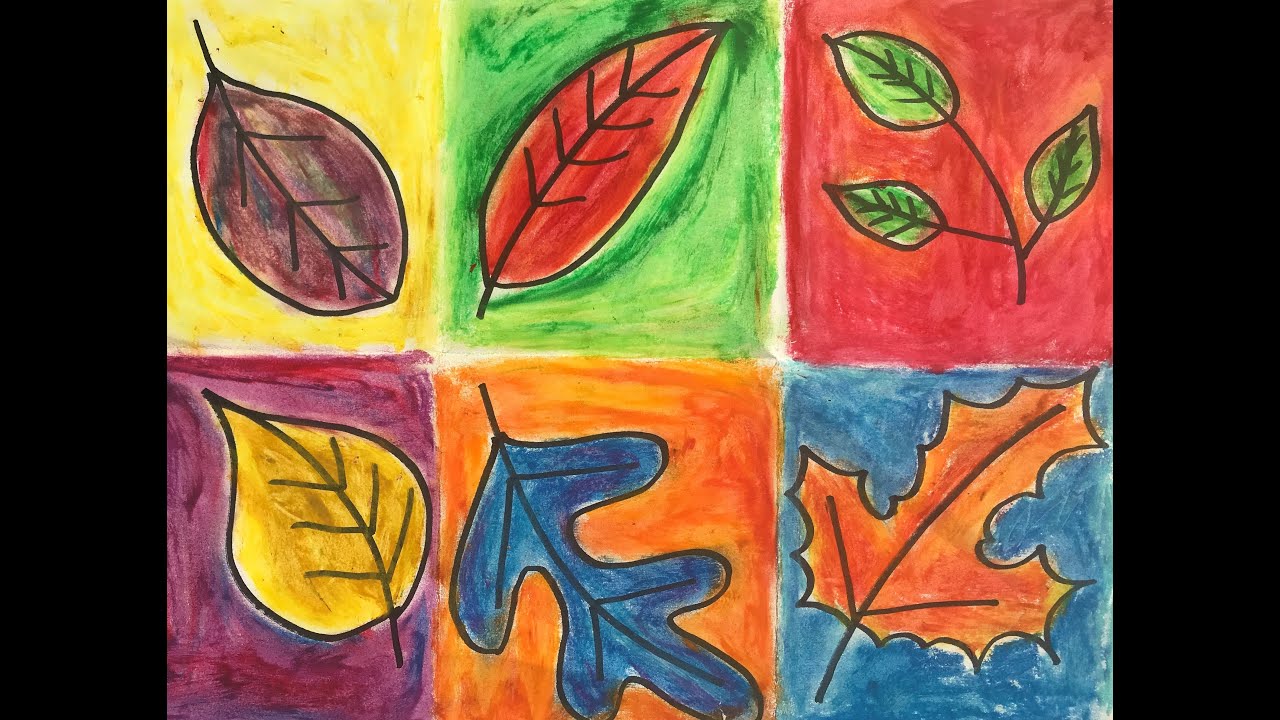 Drawing and Coloring Leaves Using Complementary Colors - YouTube