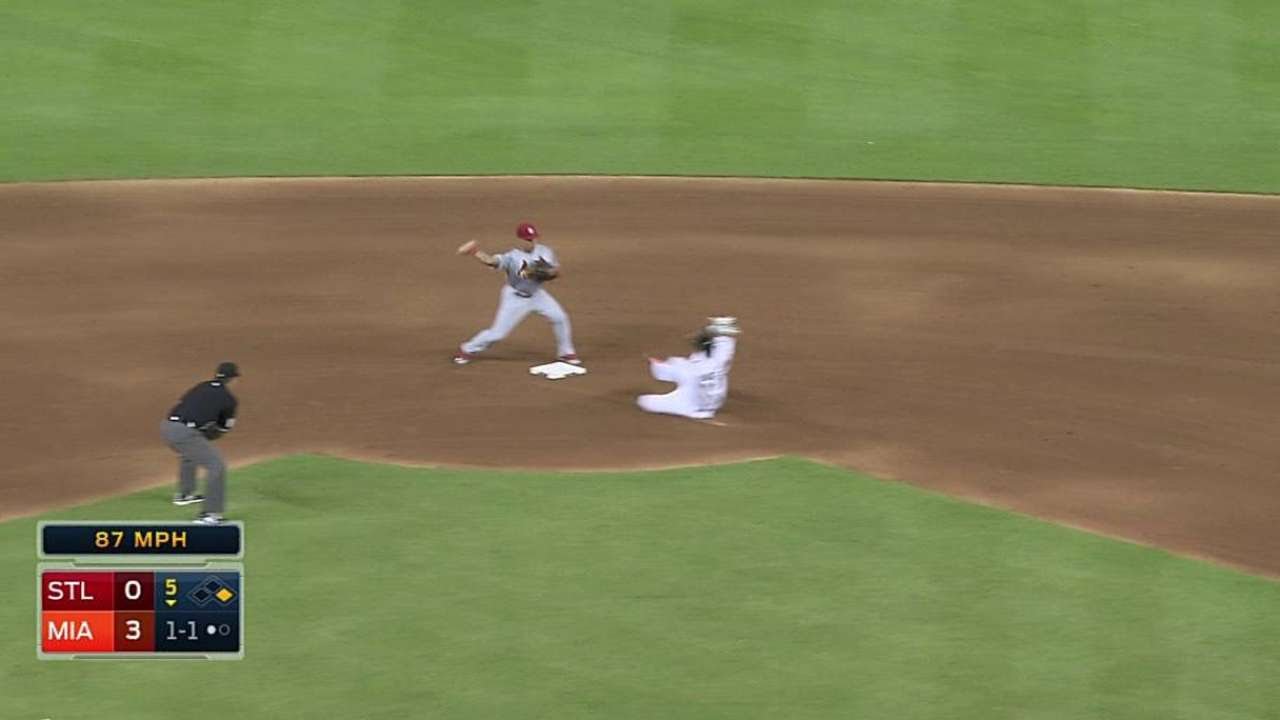 STL@MIA: Wainwright gets Stanton to hit into a pair - YouTube