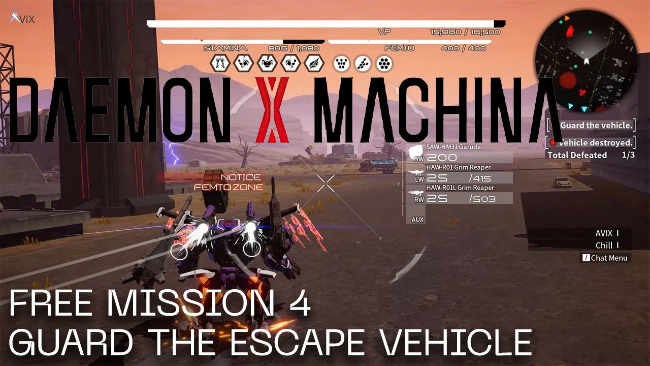 Daemon X Machina Free Mission 4 - Guard the Escape Vehicle - YouTube