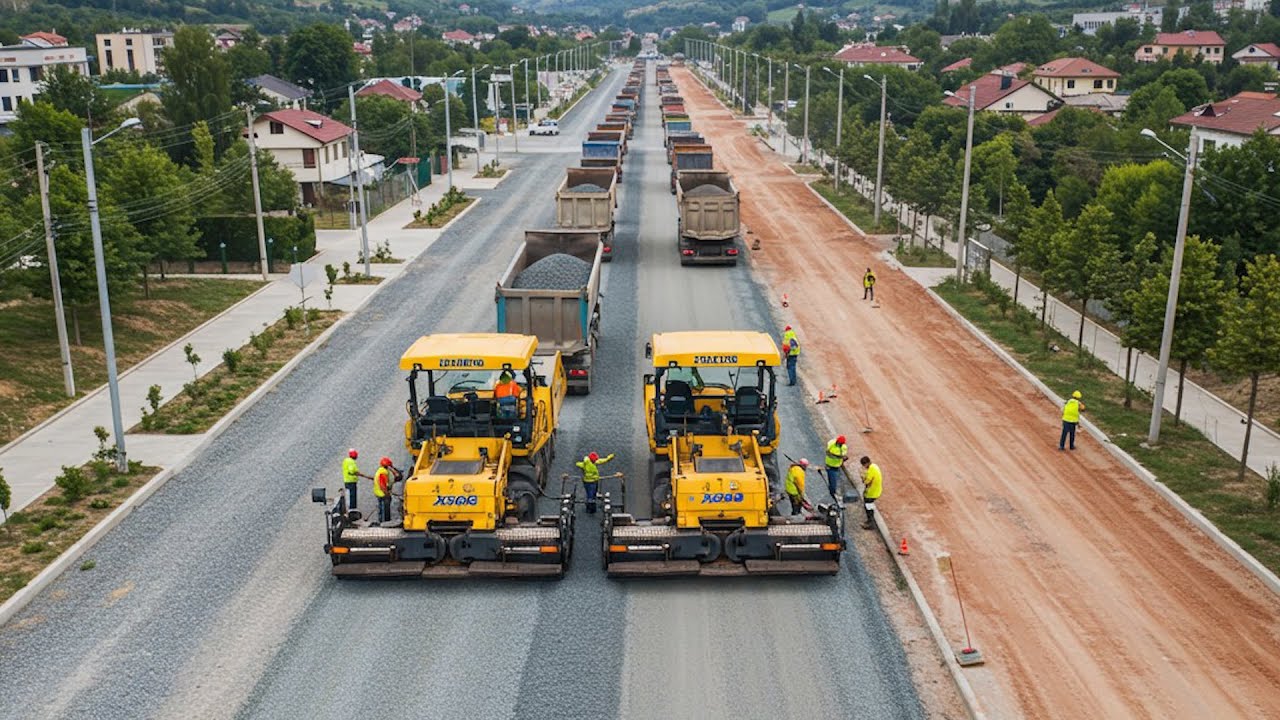 Incredible Construction Process Amazing Roadwork! Gravel Paving in Full ...