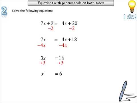 Equations with pronumerals on both sides - YouTube