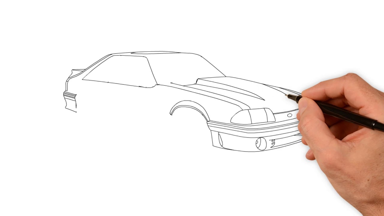 How to draw a Car Ford Gt Mustang sketch - YouTube