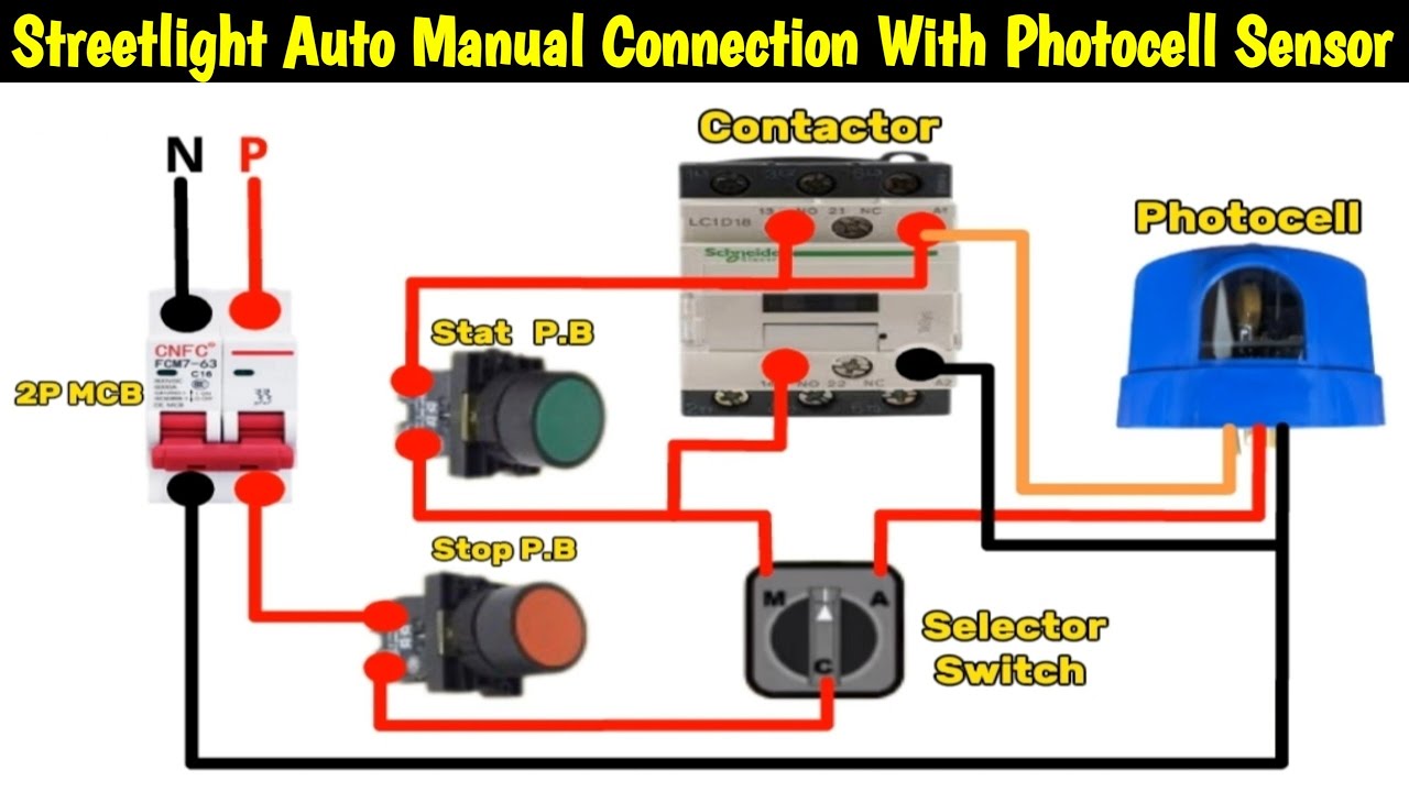 Streetlight Auto Manual Switch Connection With Photocell Sensor ...