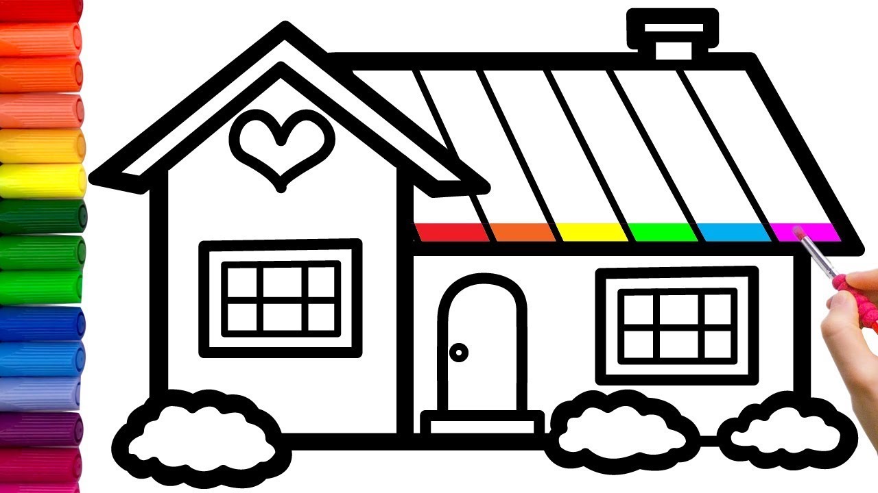 How to Draw a Cute Rainbow House – Drawing, Painting and Coloring For ...