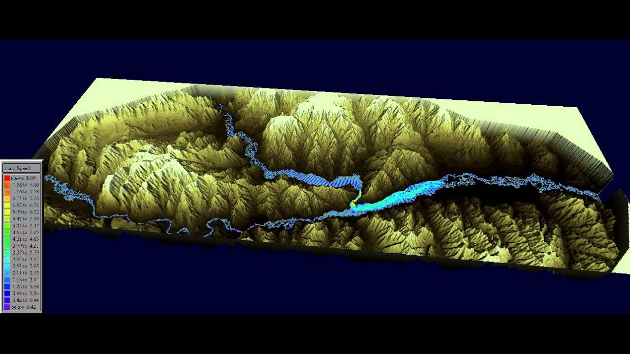 MIKE21 dam break animation at EGHPP - YouTube