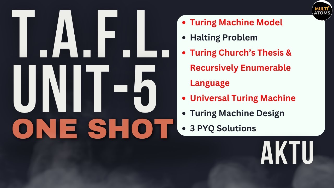 TAFL I UNIT-5 I One Shot I Turing Machines and Recursive Function Theory I AKTU Exam | Tafl One ...