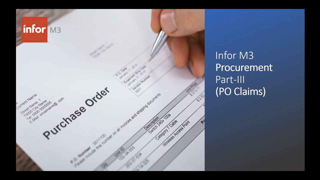 Infor M3 Tutorial for Purchase Order Claims - YouTube