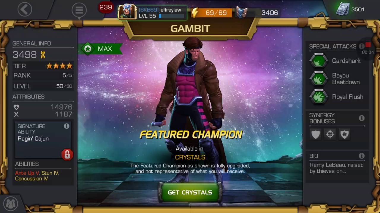 GAMBIT CAJUN CRYSTAL 4STAR HUNTING & 4STAR UNSTOPPABLE COLOSSOS BORN ...