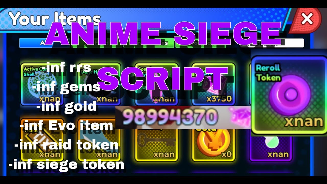 ANIME SIEGE SCRIPT [INF GEMS, INF RRS,INF RAID TOKEN,INF GOLD] NO KEY ...