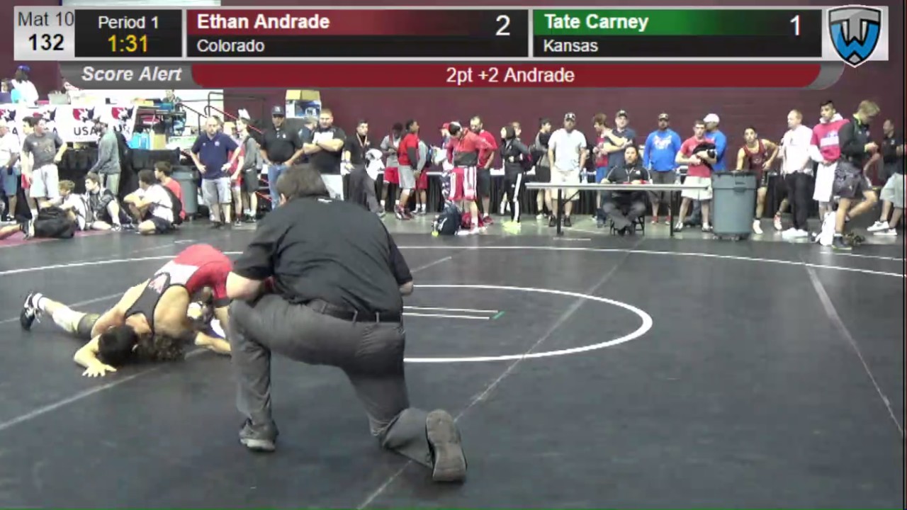 1026 Junior Men 132 Ethan Andrade Colorado vs Tate Carney Kansas ...