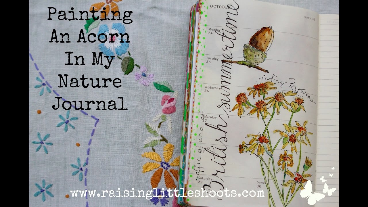 Painting an acorn in my nature journal - YouTube