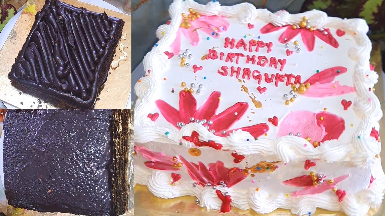 Chocolate Truffle Cake Decorating || Square Cake Icing And Decorating ...