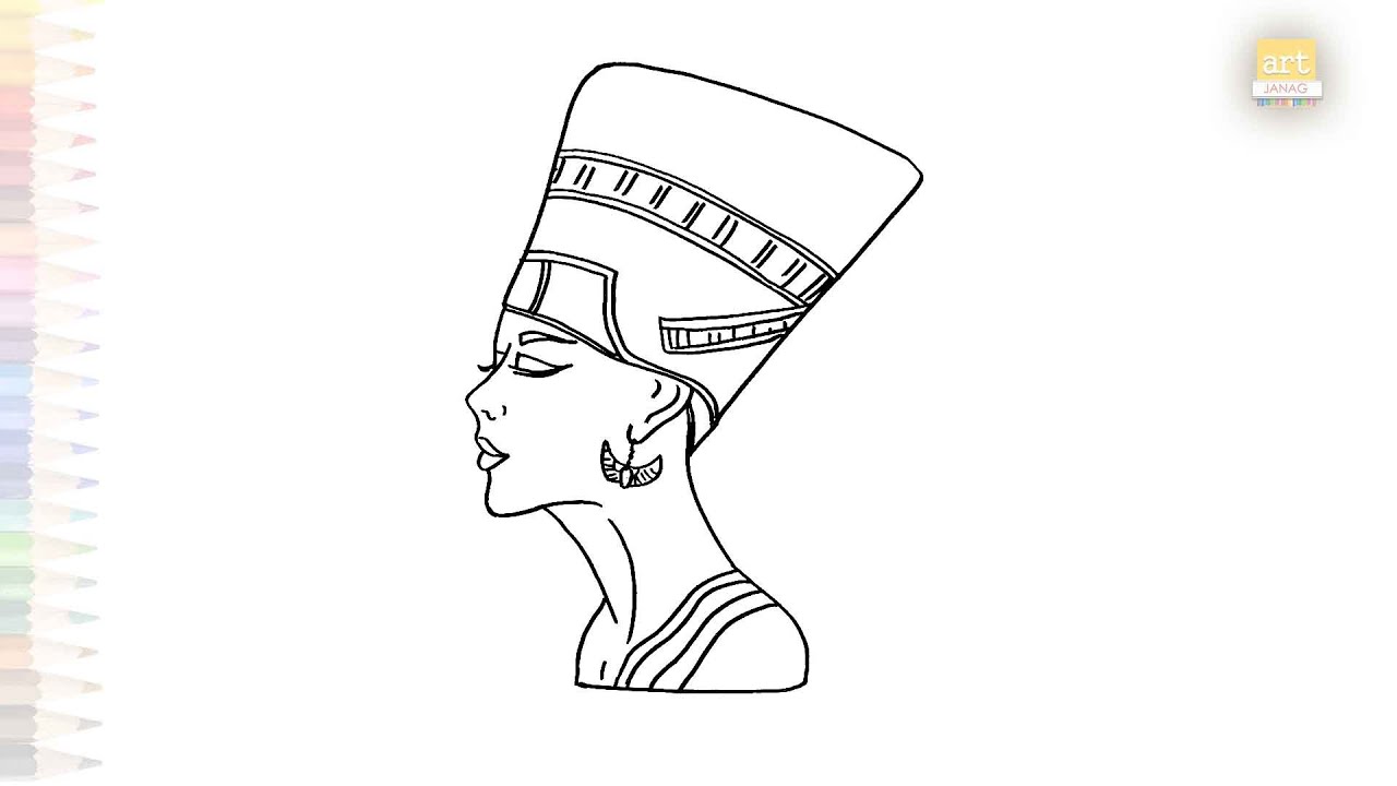 Nefertiti Bust drawing easy | Art tutorial | How to draw Nefertiti Bust ...