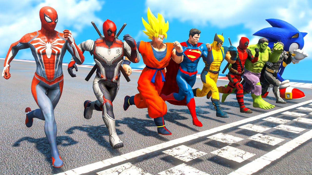 Spiderman with SUPERHEROES Running Challenge | GTA 5 MODS - YouTube