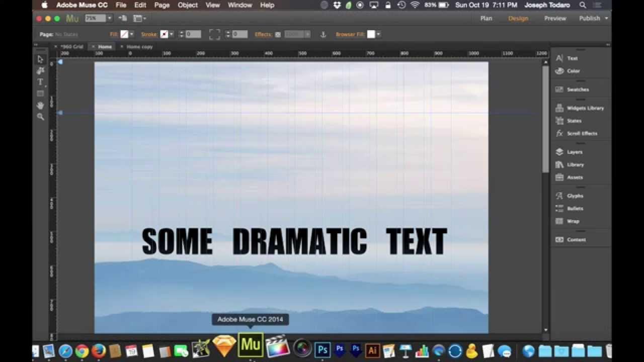 Adobe Muse CC Parallax Scrolling Tutorial | Text Rising from Mountains - YouTube