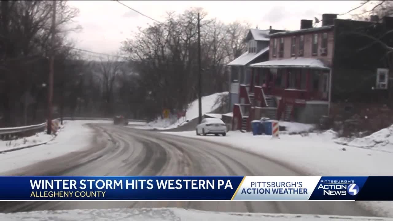Winter storm brings snow to Pittsburgh area - YouTube