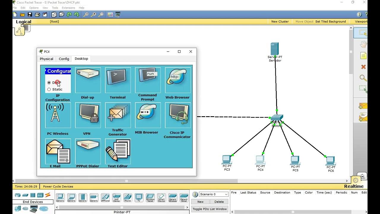 Criando e configurando um Servidor de DHCP no Packet Tracer - YouTube